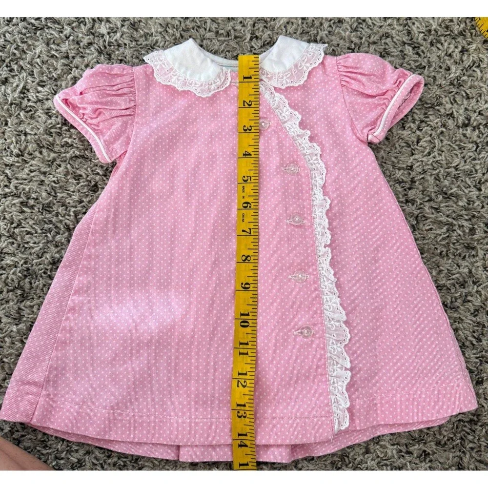 Dresses | Baby Girl Pink Dress 6 Months Vintage Style Polka Dot Lace ...